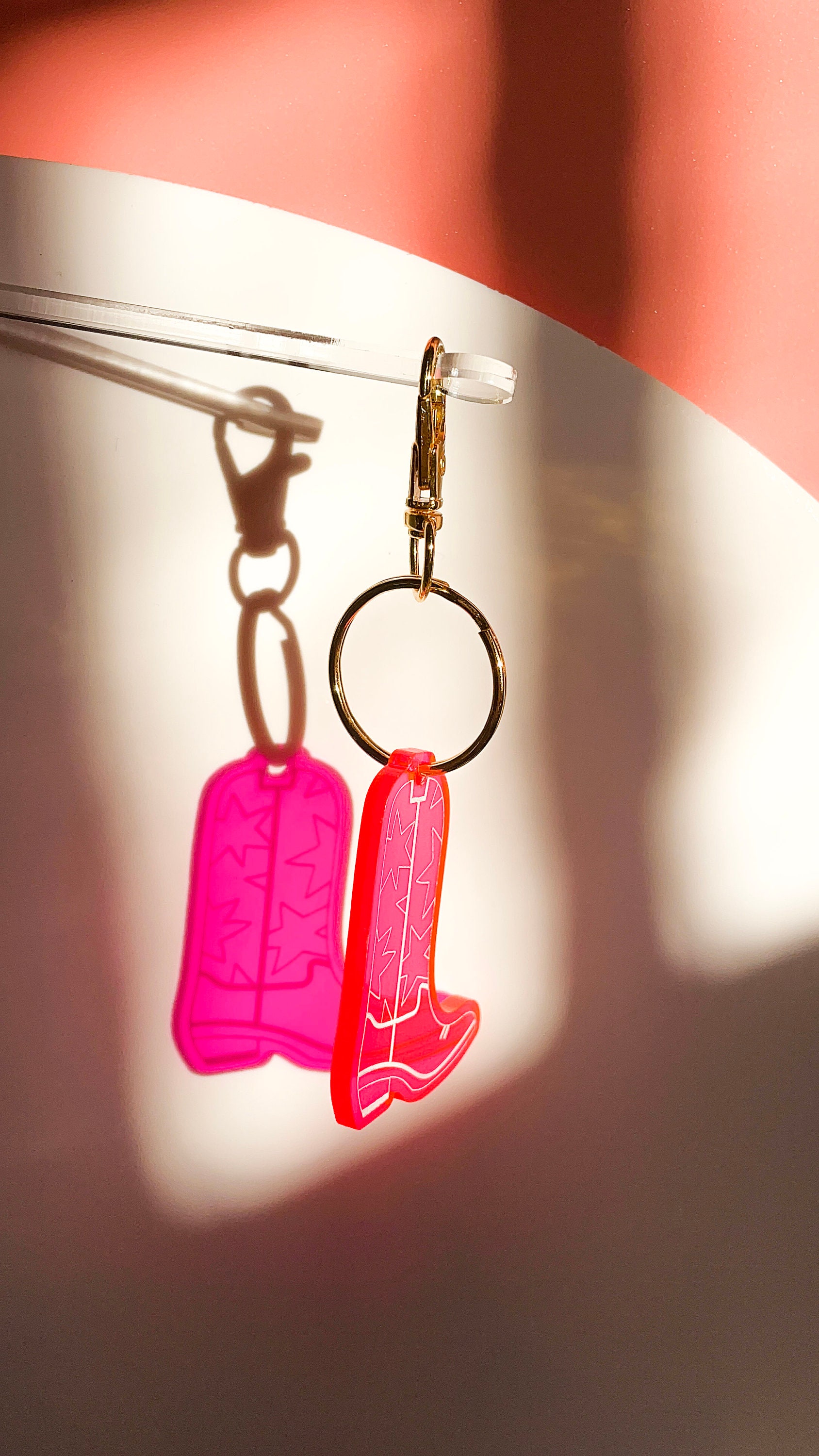 Cowgirl Boot Keychain Rodeo Hot Pink Neon Key Ring - Etsy