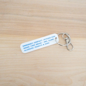 Kid's Info Keychain - in Case of Emergency Key Chain, Phone Number ...