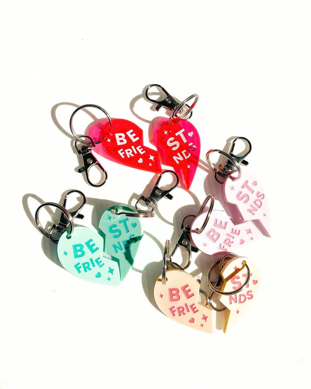 Best Friends Acrylic Heart Keychain Set – BFF Gift - Etsy