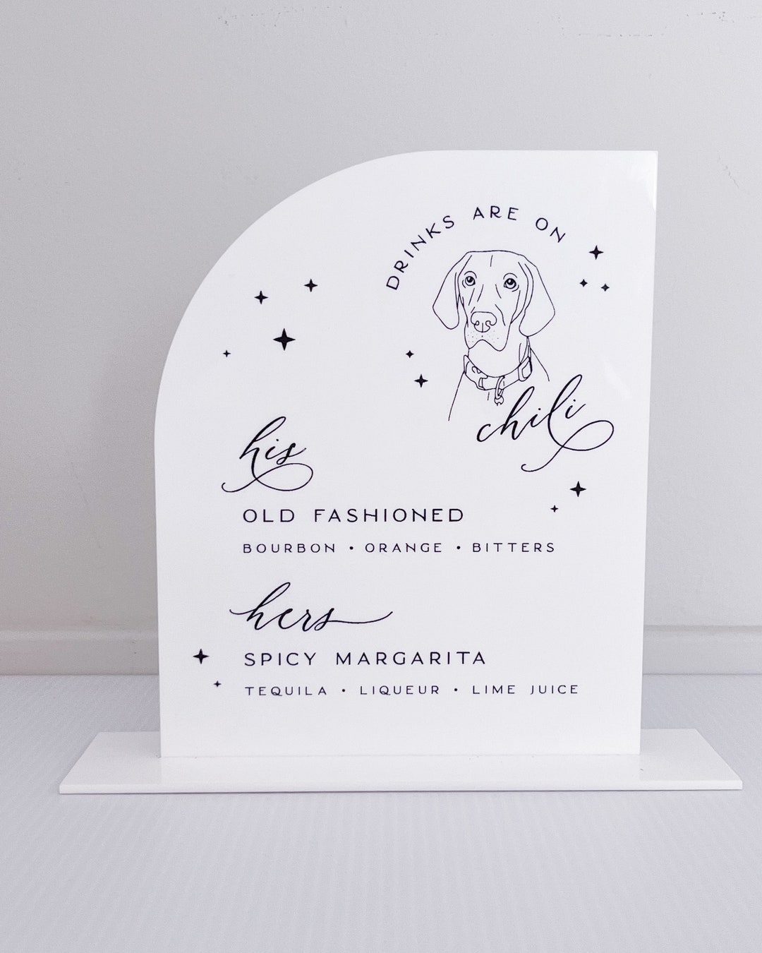 Dog Bar Menu • acrylic Drink Sign • wedding Drink Menu • dog ...