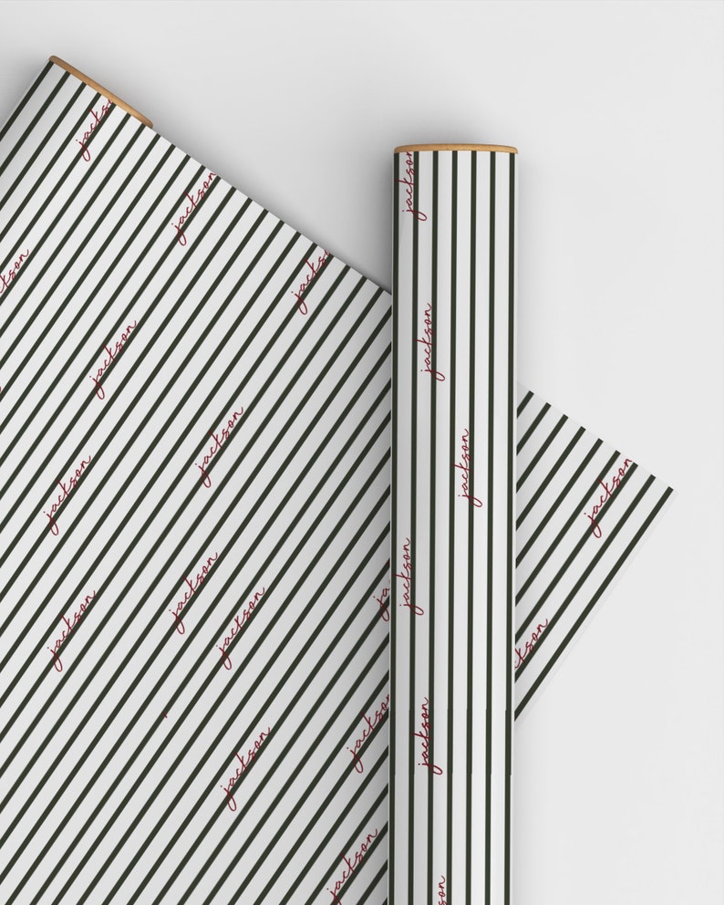 Custom Name Stripe Wrapping Paper • Personalized Gift Wrap - Etsy