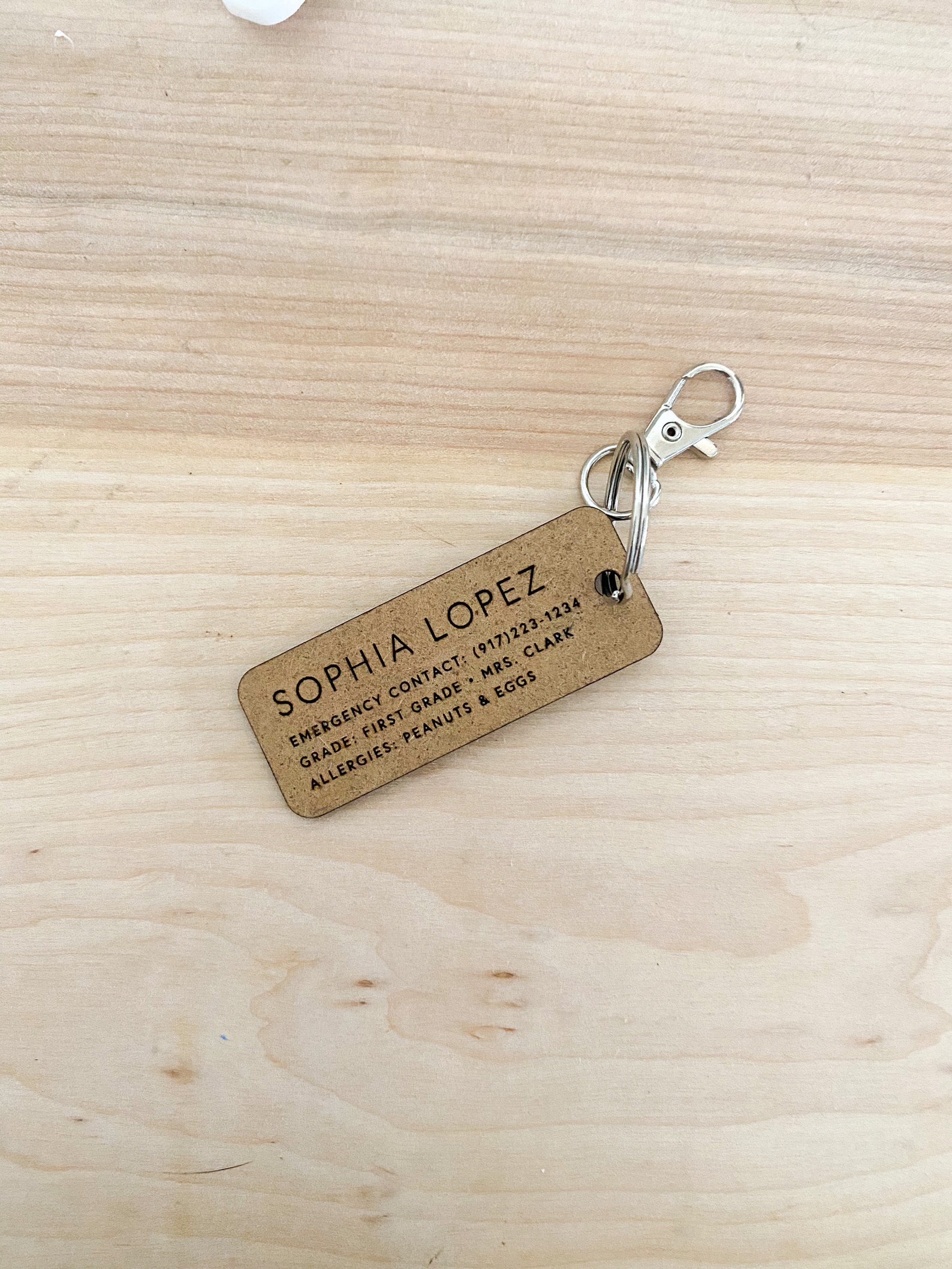 Kid's Info Keychain in Case of Emergency Key Chain | Etsy