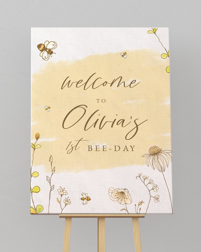First Bee Day Welcome Sign Bumble Bee Theme First Birthday - Etsy