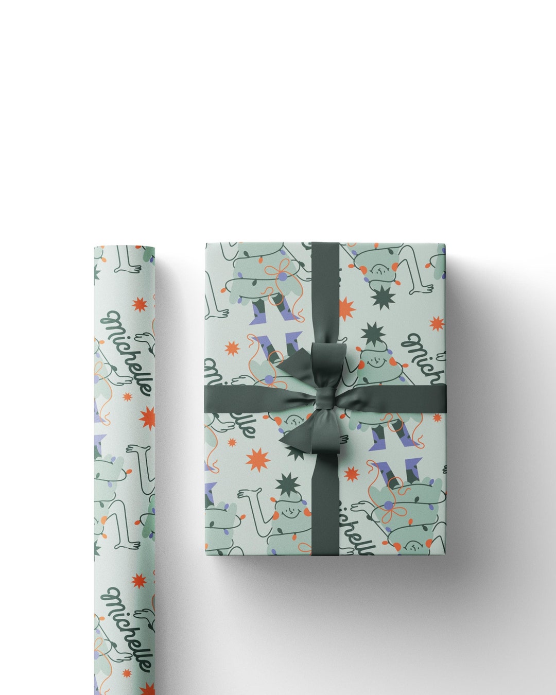 Custom Name Wrapping Paper custom Name Bow Girly Wrapping Paper Roll ...