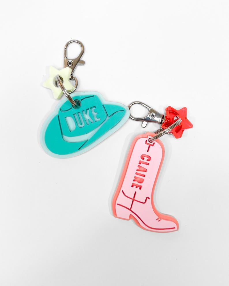 Personalized Cowgirl Boot Keychain: Custom Acrylic Rodeo Keyring - Etsy