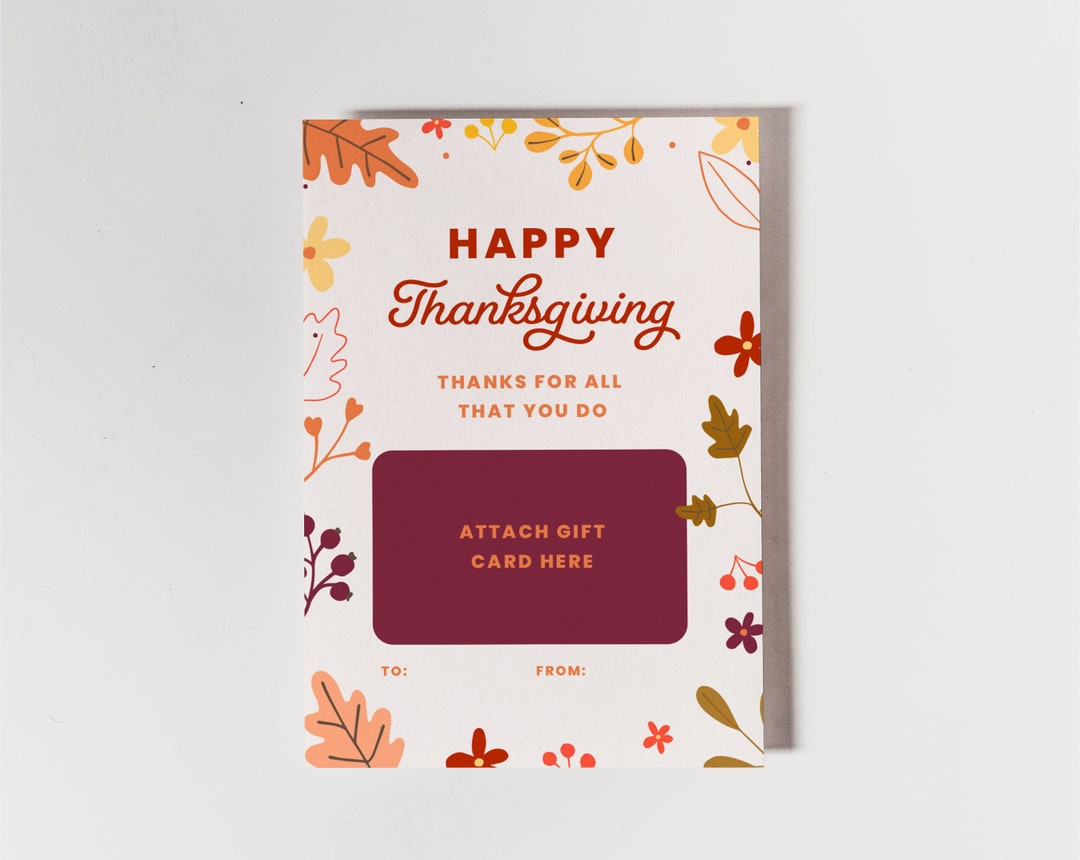 Thanksgiving Gift Card Holder Printable for Teacher Nurse Staff ...