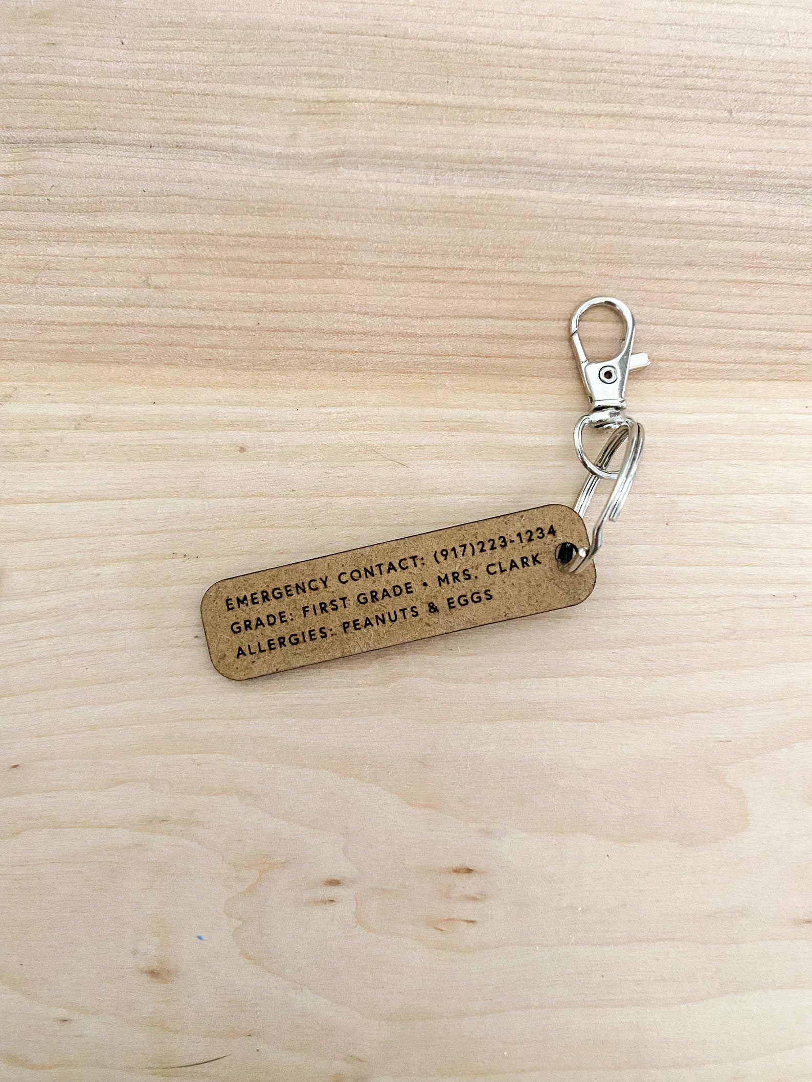 Kid's Info Keychain in Case of Emergency Key Chain | Etsy