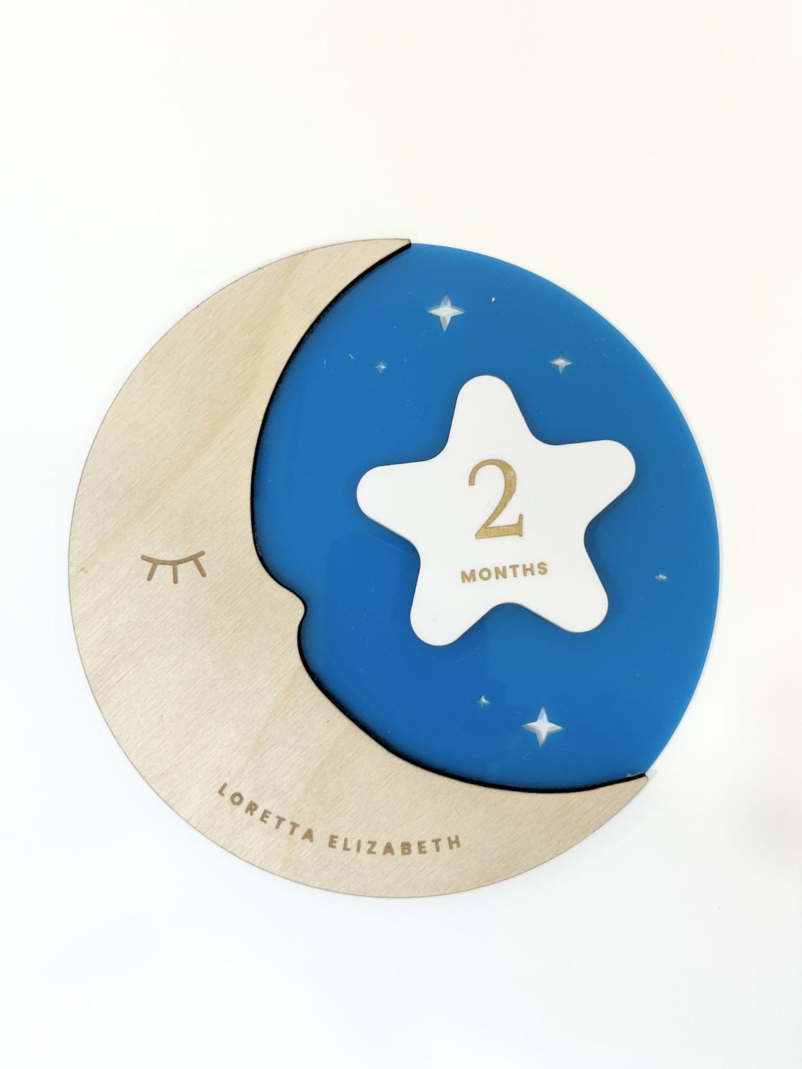 Personalized Baby Monthly Milestone Marker | Moon Star Numbers 1–12 ...