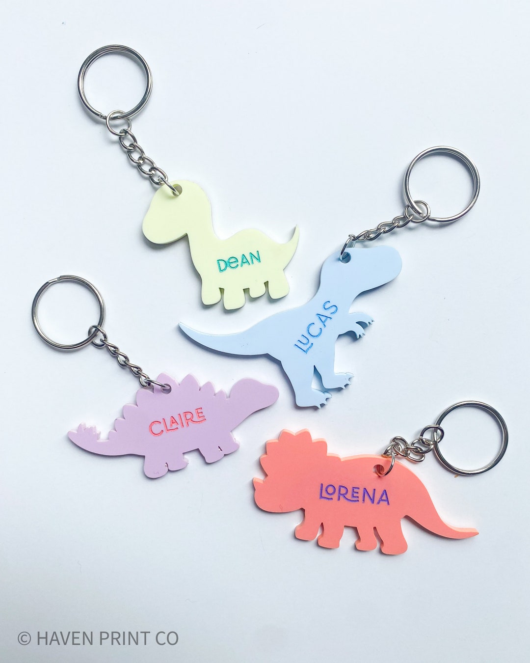 Dinosaur Name Keychain - Dino - Kid’s Name Keychain - Emergency ...