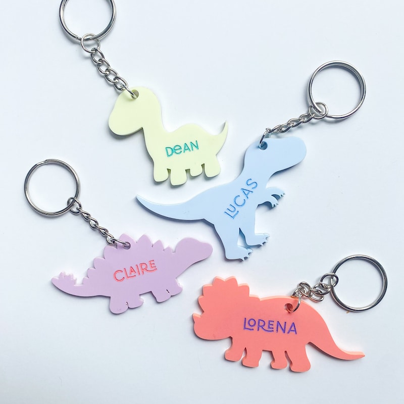 Dinosaur Keychain - Etsy