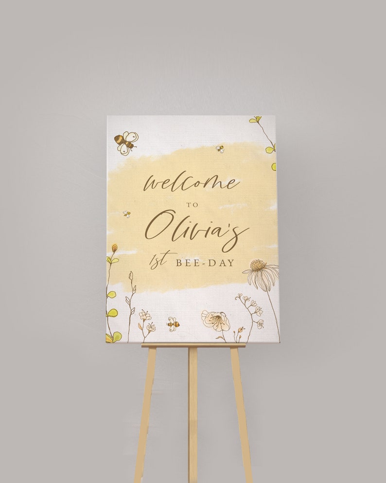 First Bee Day Welcome Sign Bumble Bee Theme First Birthday - Etsy