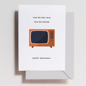 Funny Retro TV Birthday Card: Old School Design - Etsy