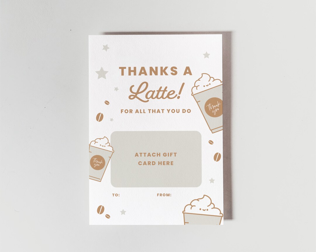 Coffee Gift Card Holder Printable for Teacher Nurse Staff Employee ...