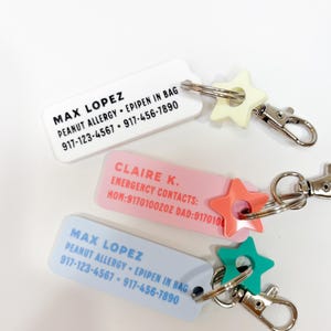 Kid's Info Keychain - in Case of Emergency Key Chain, Phone Number ...