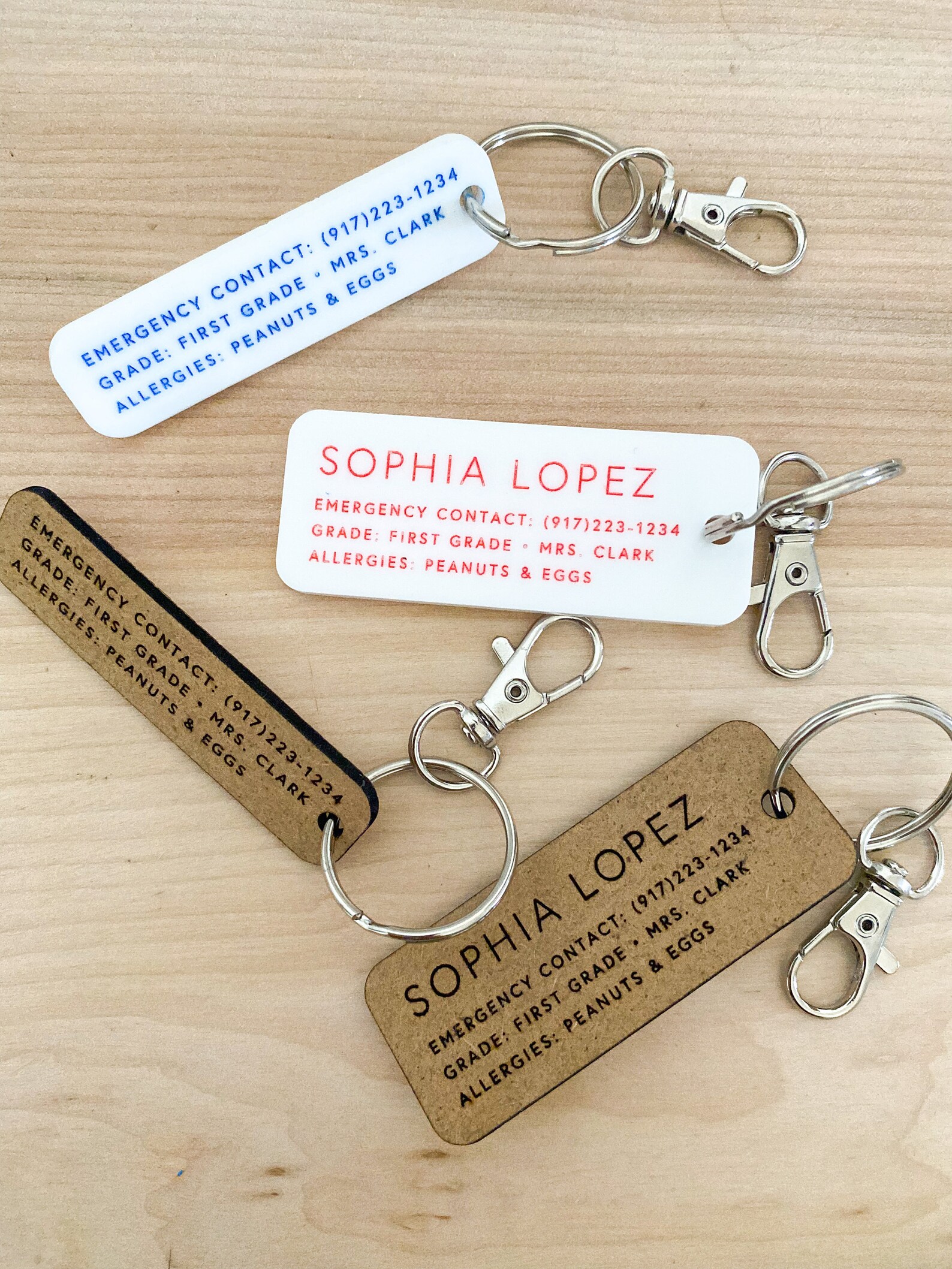 Kid's Info Keychain in Case of Emergency Key Chain - Etsy