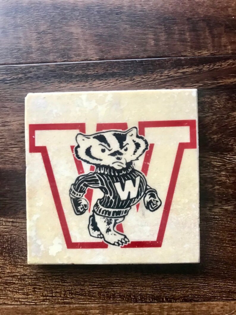 Wisconsin Badger Coaster Set - Etsy