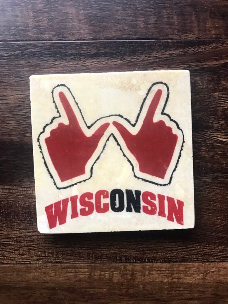 Wisconsin Badger Coaster Set - Etsy