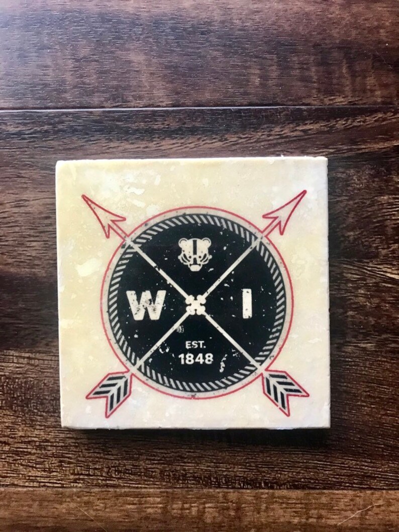 Wisconsin Badger Coaster Set - Etsy