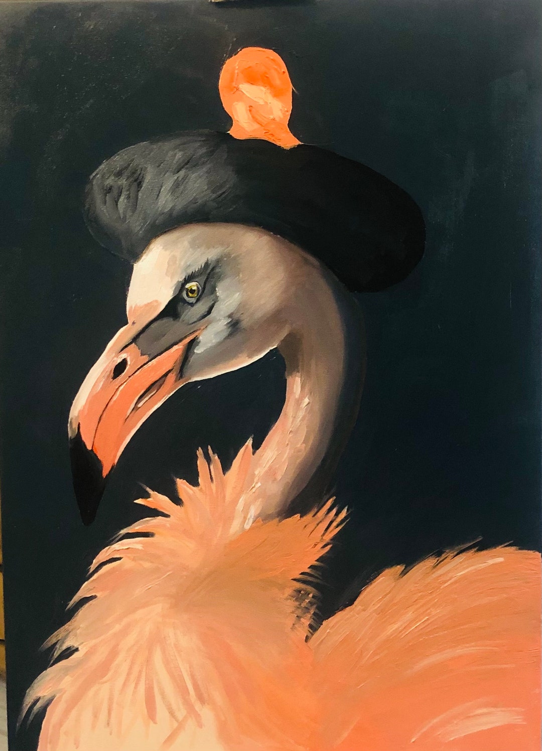 Flamingo Lady Oil Paint Ready to Ship - Etsy