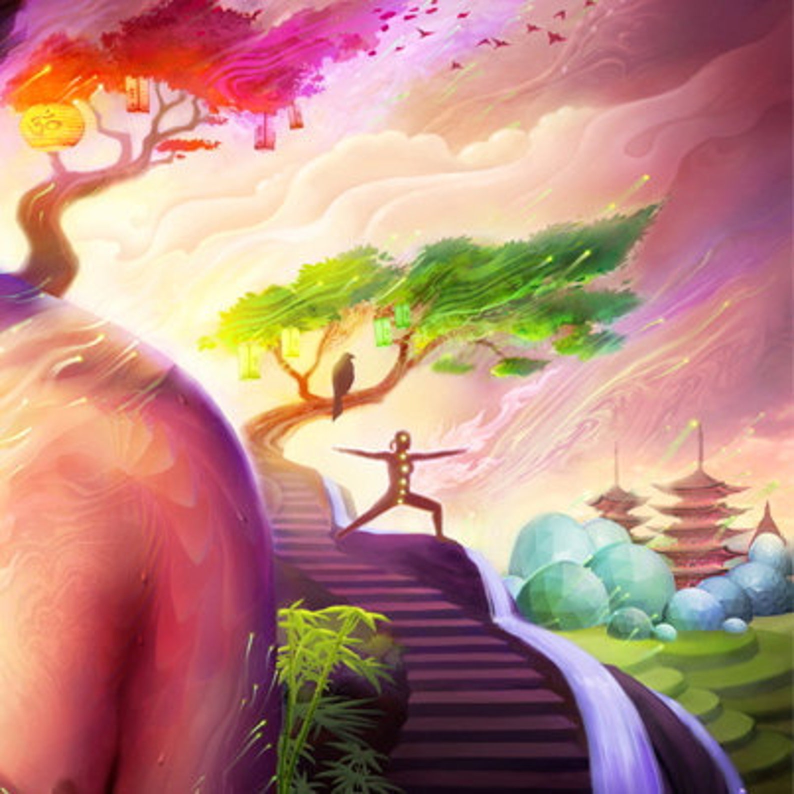 Dao of Yoga Large Yoga Painting on Canvas With Asanas for - Etsy