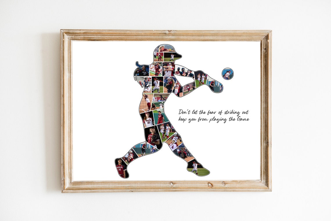 Custom Softball Photo Collage, Softball Team Gift, Personalized ...