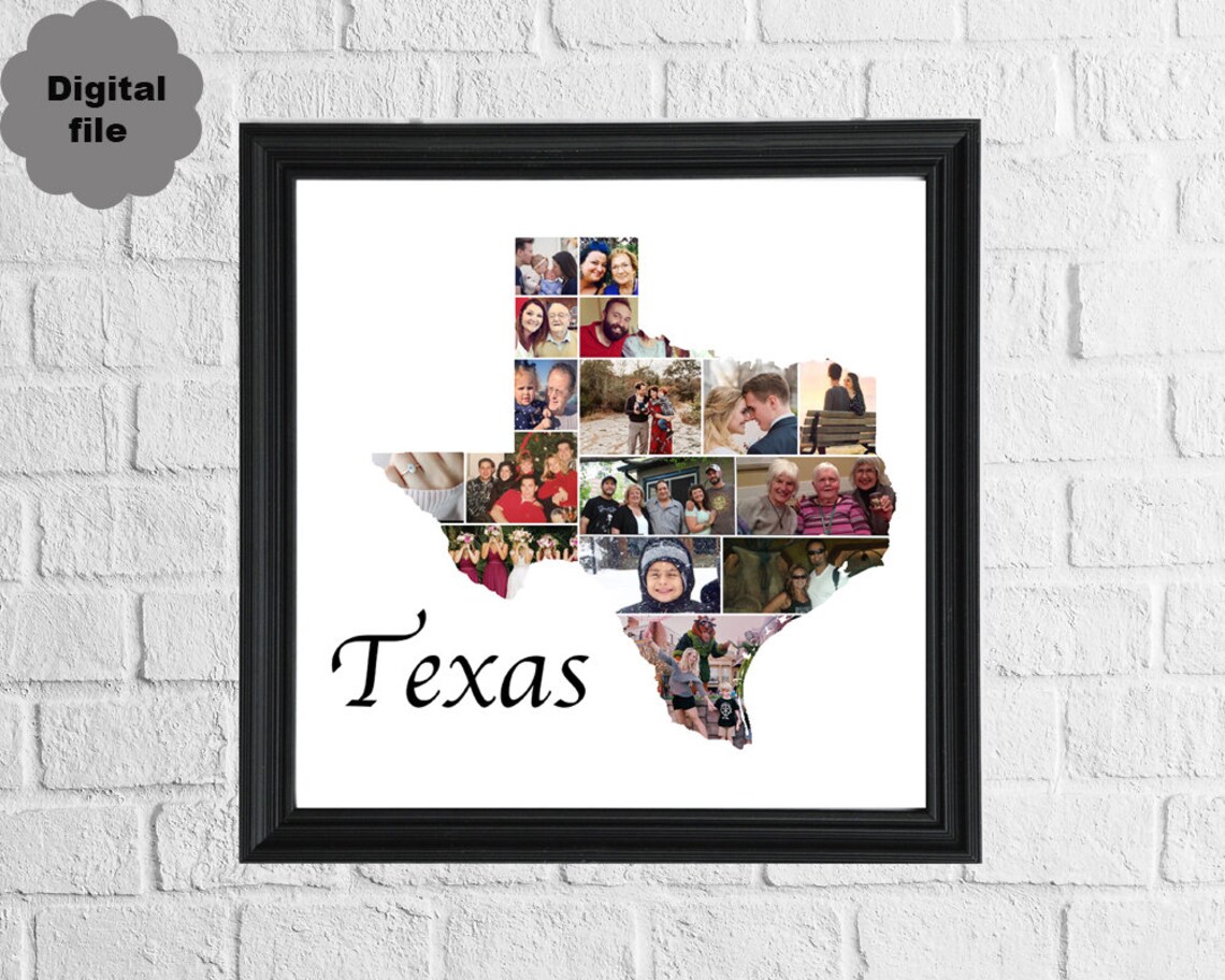 Texas State Photo Collage Texas Map Collage Texas State Shape - Etsy