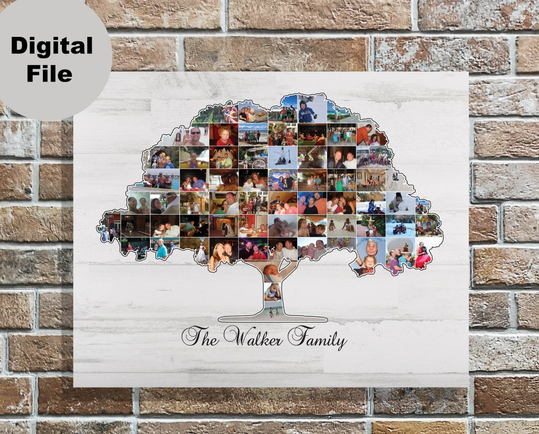 Tree Photo Collage, Custom Family Tree, Family Tree With Photos, Photo ...