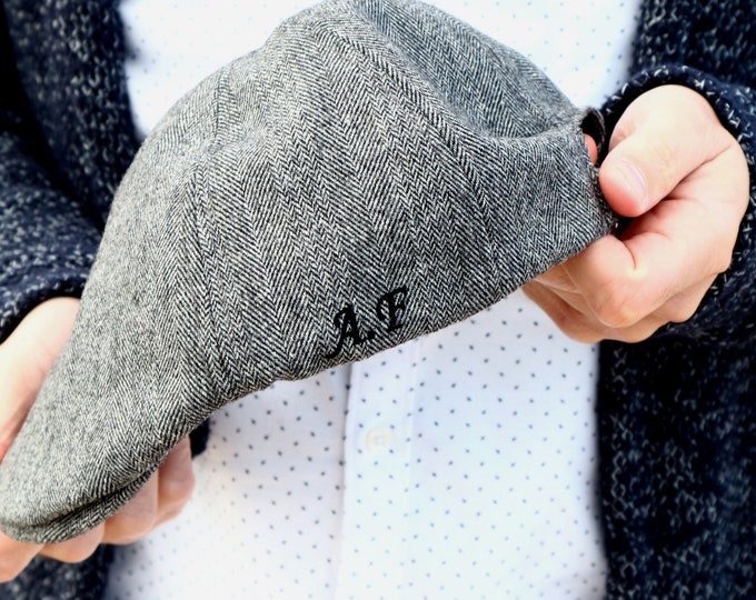 Personalised Custom Flat Cap, Initials Flat Cap, Name Flat Cap, Peaky ...