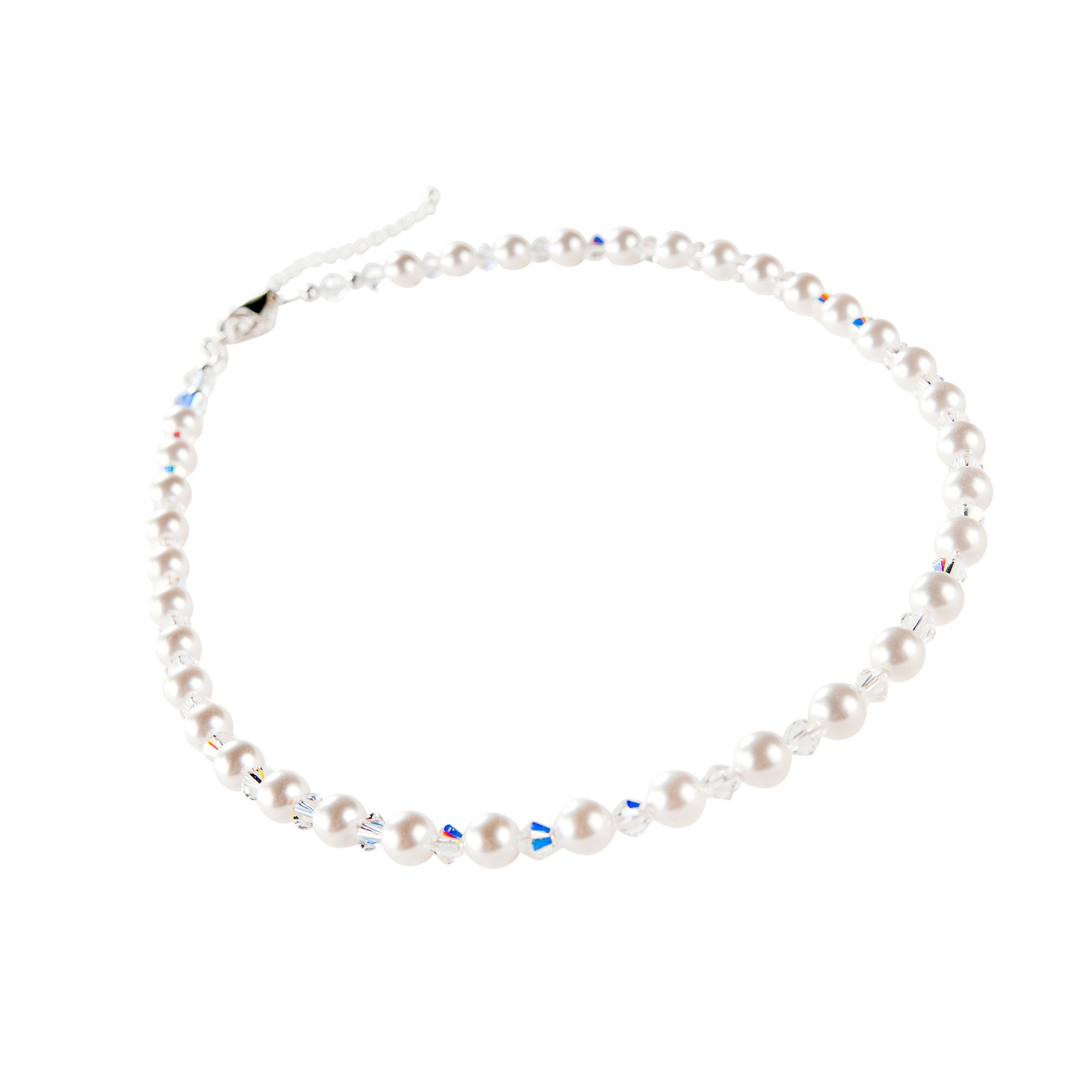 Swarovski Crystal and Pearl Wedding Necklace: Handmade Sterling Silver ...