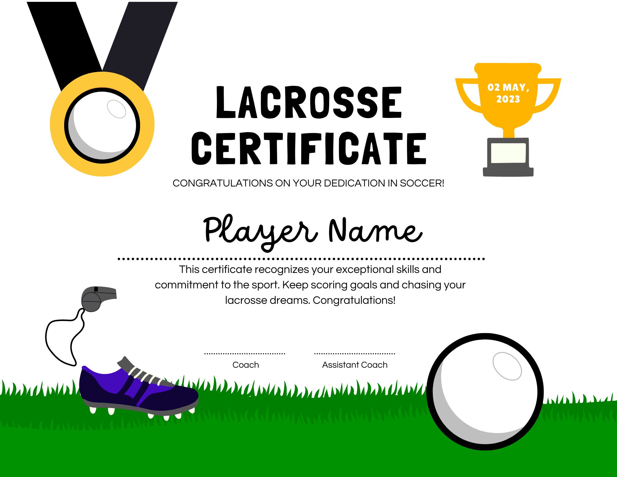 Lacrosse Certificates Fully Editable End of Season Participation Awards ...