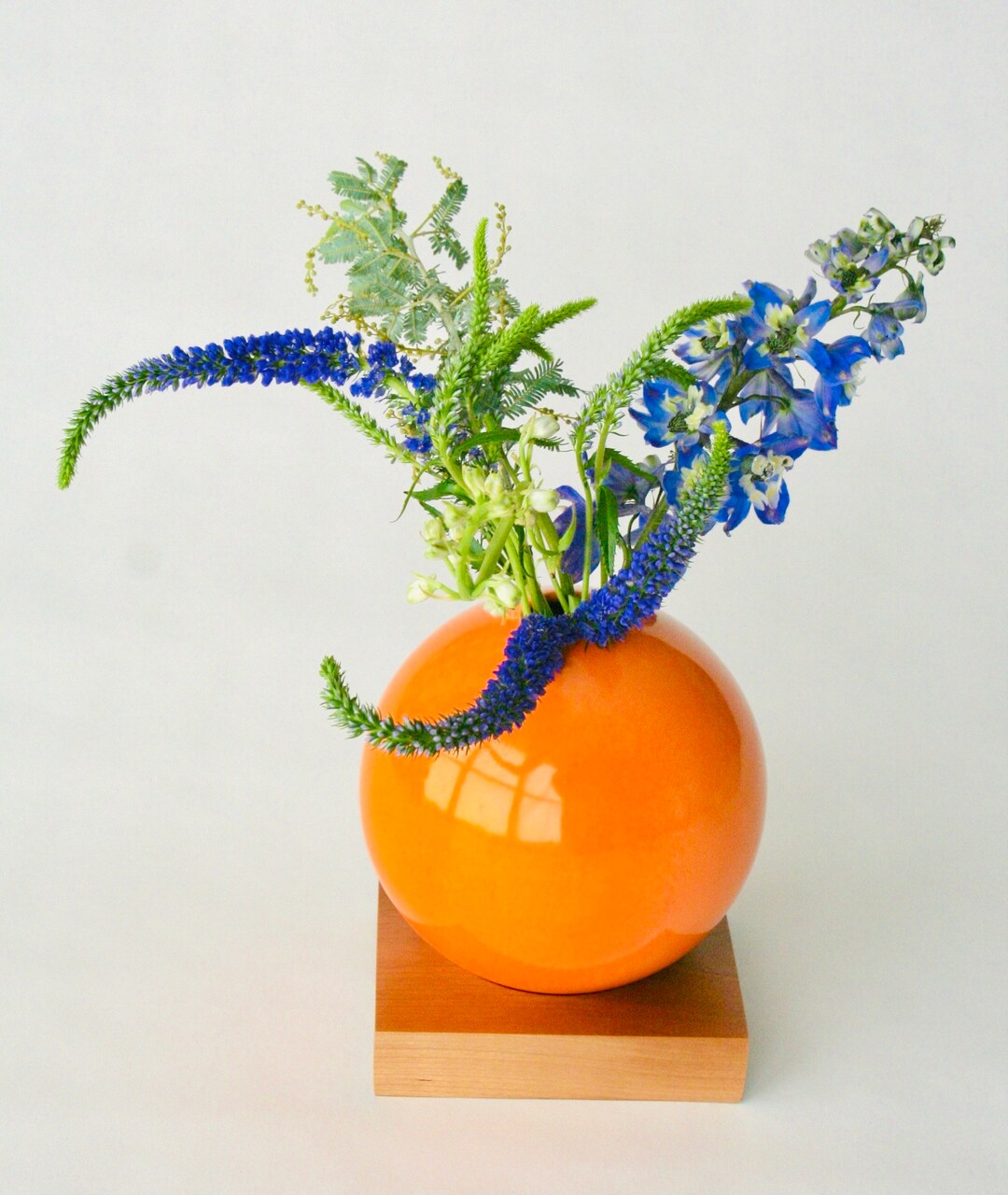 Tangerine, Ceramic and Wood Vase, Ceramic Vase, Flower Vase, Bud Vase ...