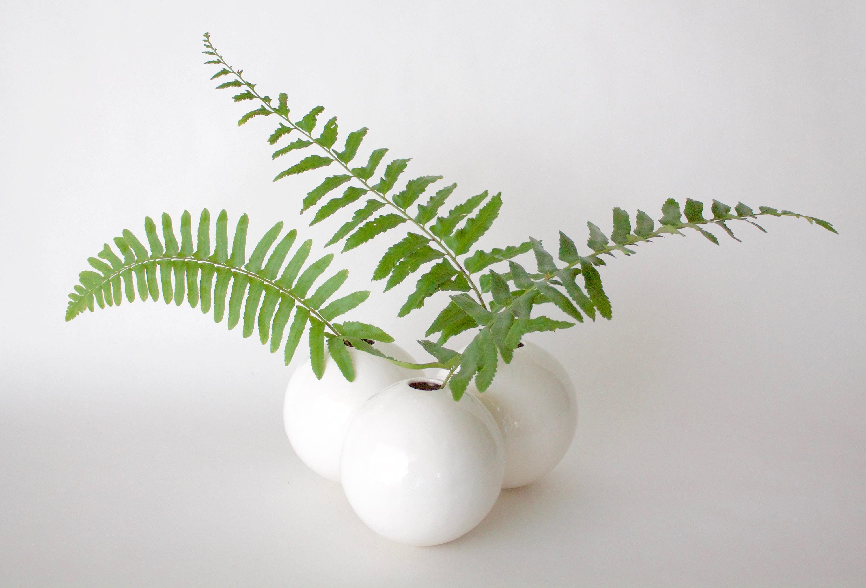 White Vase, 3 Ball Vase, Ceramic Vase, Flower Vase, Bud Vase, Pottery ...