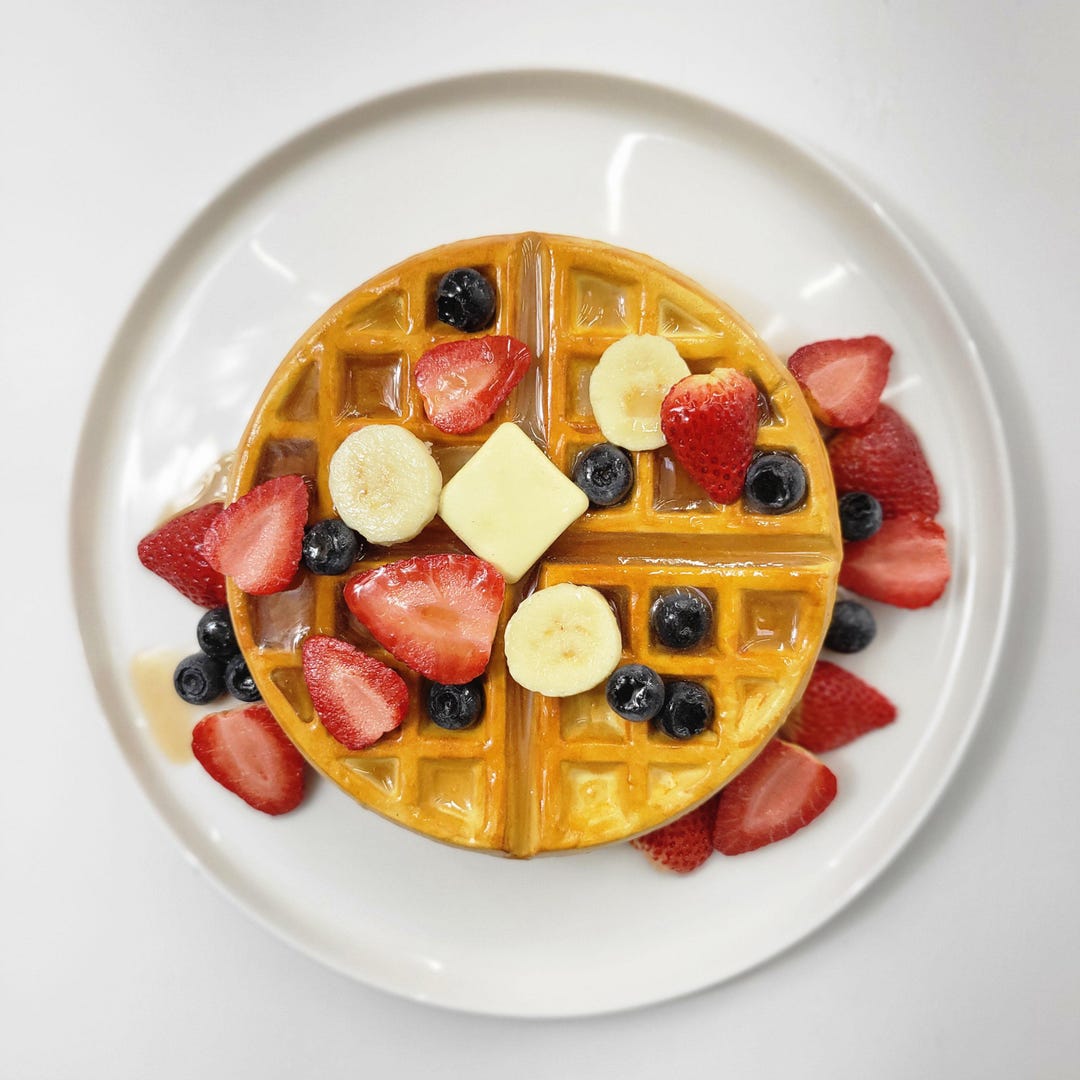 Waffles With Fresh Fruit, Breakfast Wall Art, 3D Pop Art Breakfast ...