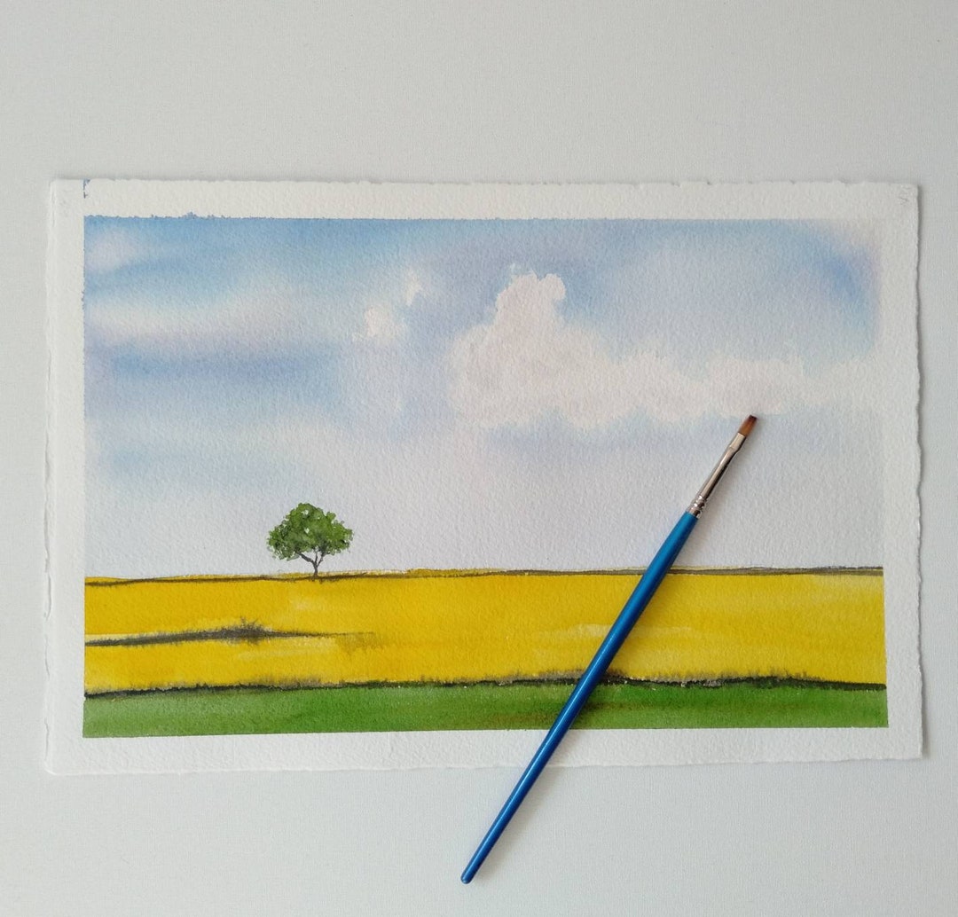 Yellow Field - Original Watercolor Painting - NO PRINTS - Etsy