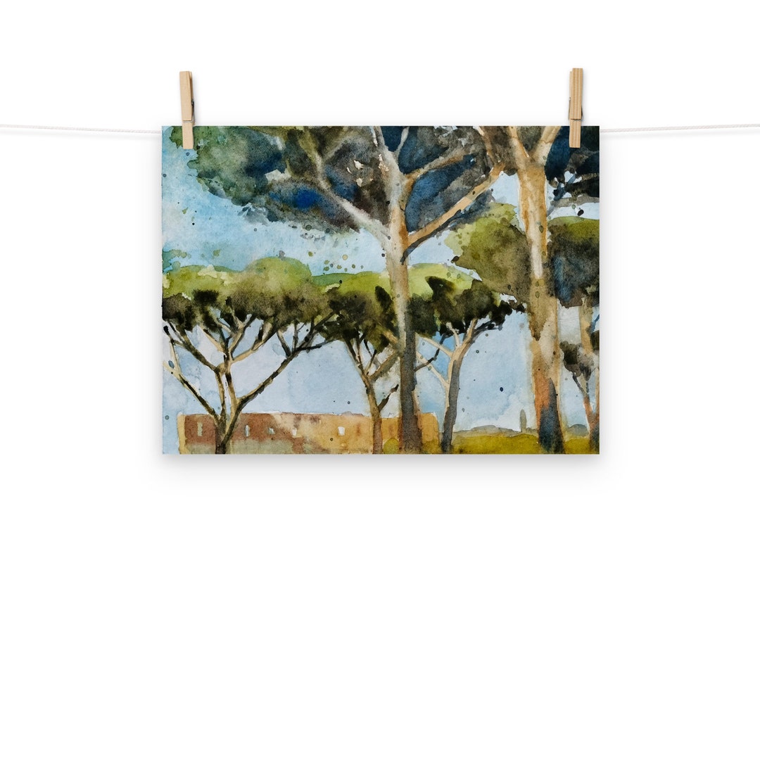 ROME. Pines Trees in Rome PRINT. Poster in Different Sizes. Watercolor ...