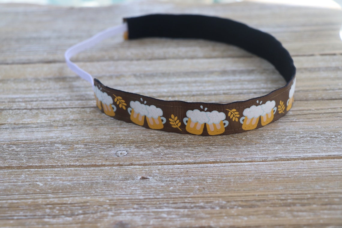 Brown Beer Headband- No Slip Headbands- Adjustable Headband- Sports ...