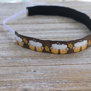 Brown Beer Headband- No Slip Headbands- Adjustable Headband- Sports ...