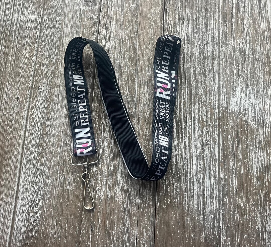Black Run Lanyard, Lanyard for Runners, Gift for Runners, Custom ...