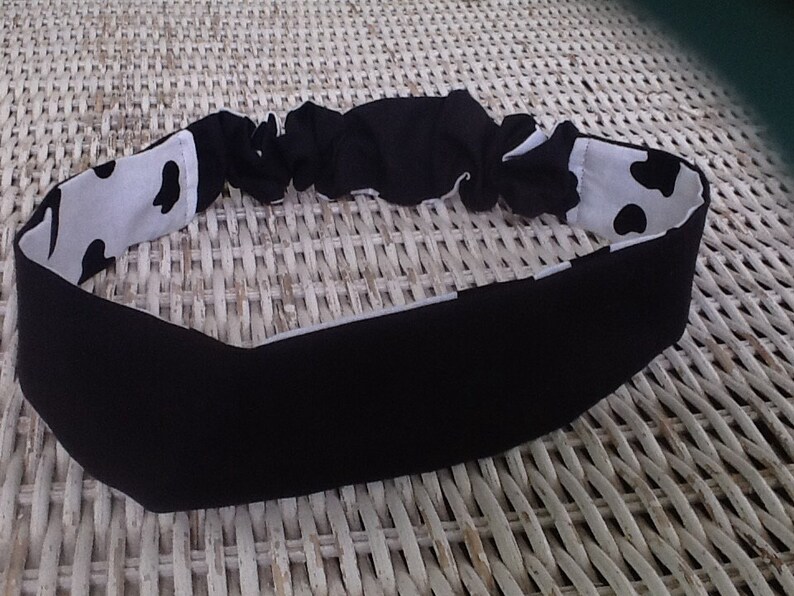 Cow Print Headband, Reversible Fabric Headband, Girls Headband, Non ...