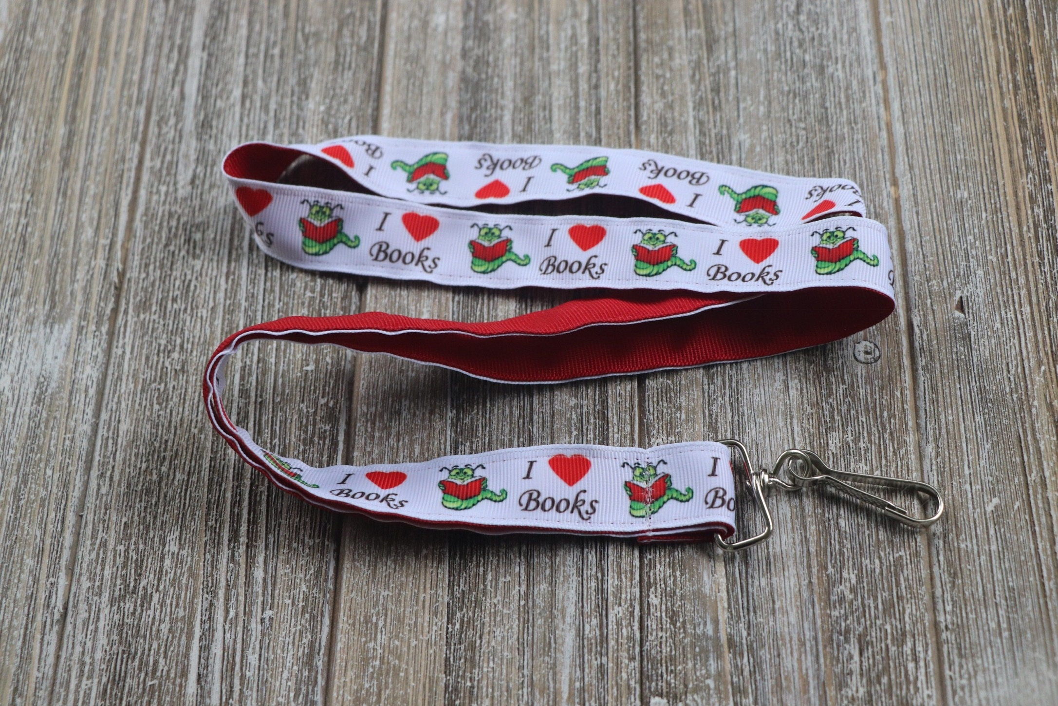 I Love Books Teachers Lanyard, Librarian Lanyard, Book Worm Lanyard ...