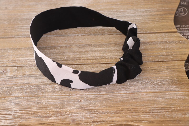 Cow Print Headband, Reversible Fabric Headband, Girls Headband, Non ...