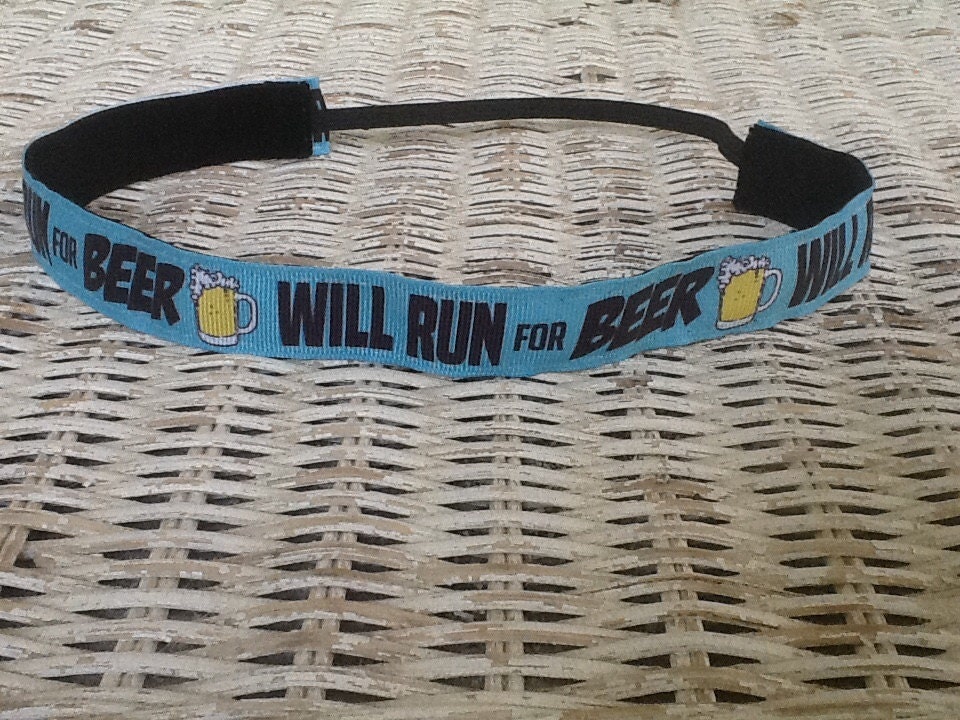 Will Run for Beer Headband, Women's Running Headband, Sports Headband ...