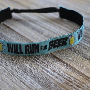 Will Run for Beer Headband, Women's Running Headband, Sports Headband ...