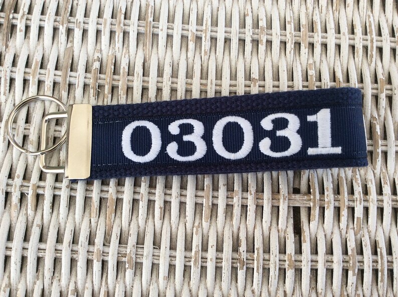 Zip Code Keychain Embroidery Keychain Personalized Key Fob | Etsy
