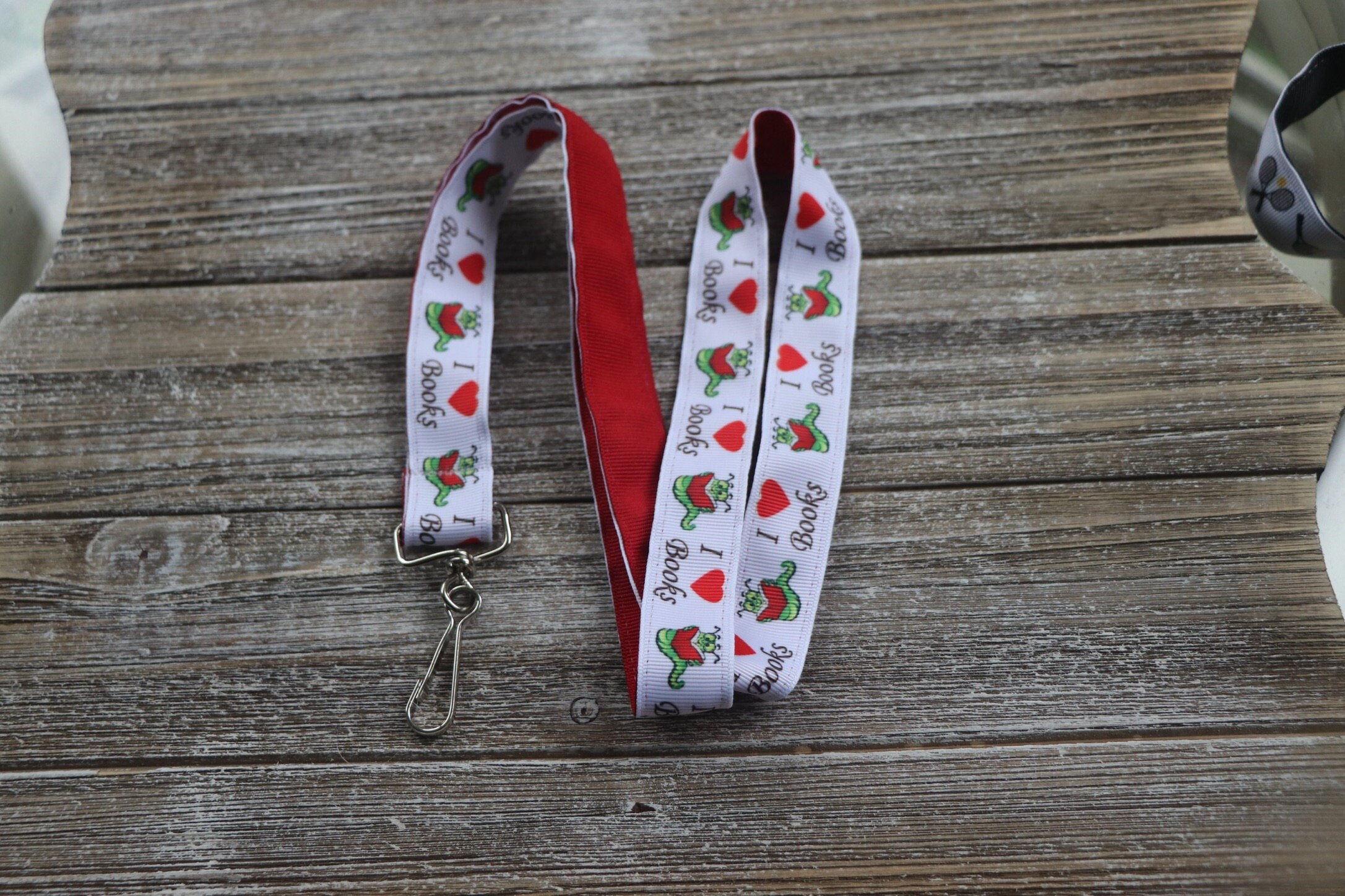 I Love Books Teachers Lanyard Librarian Lanyard Book Worm | Etsy