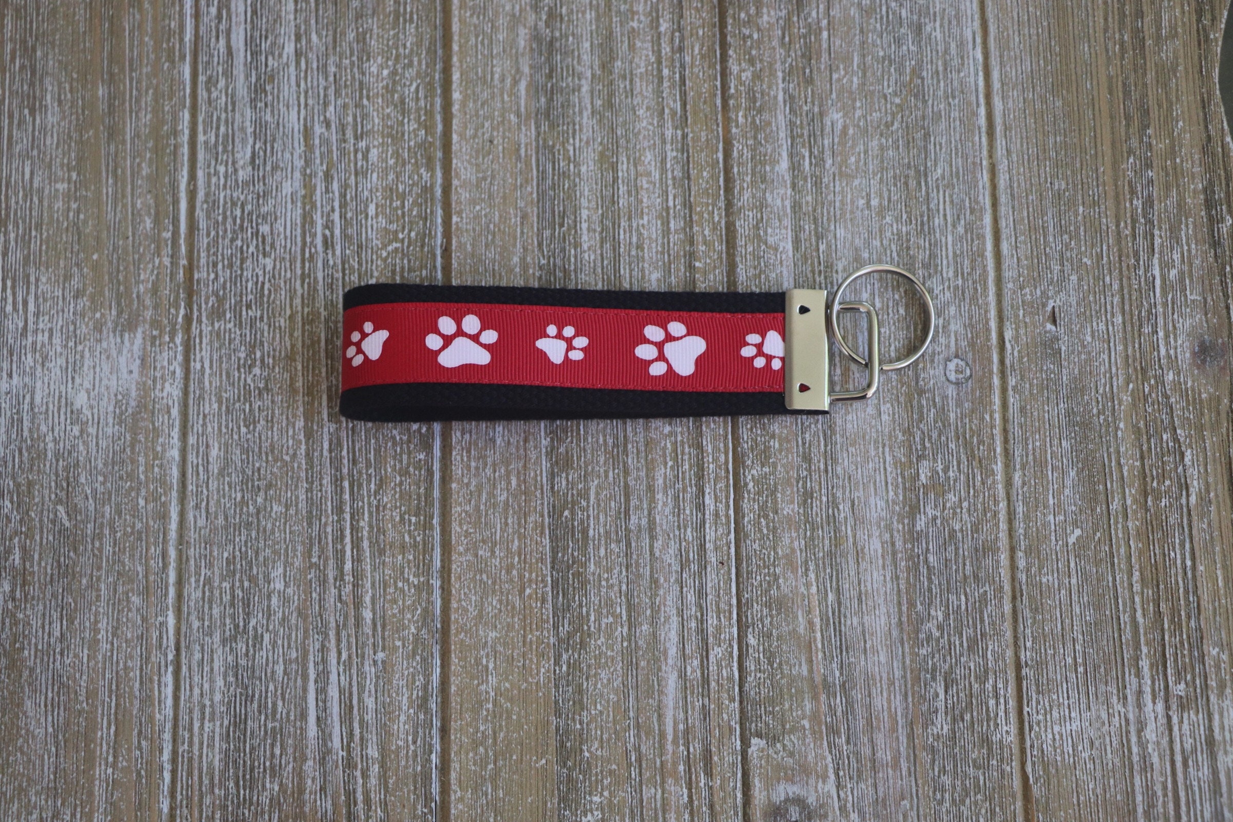 Red Paw Print Keychain - Keychains for Women- Wristlet Key Fob ...