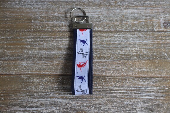 Snow Skiing Keychain Custom Keychain Wristlet Keychain | Etsy