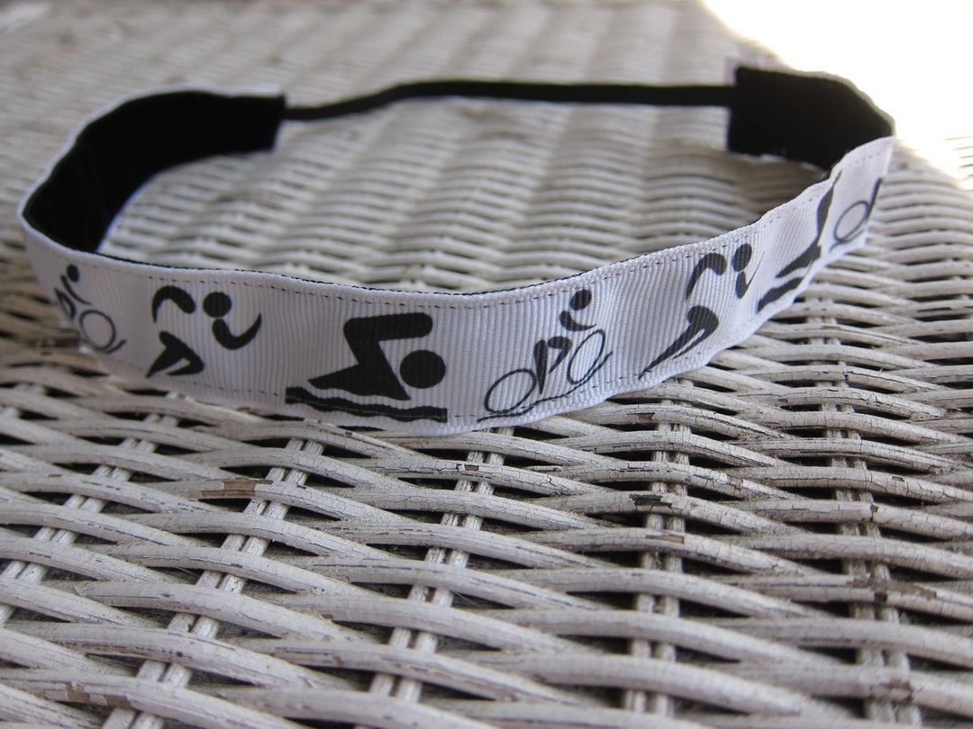 White Triathlon Headband, Swim Bike Run Headband, Sport Headband ...