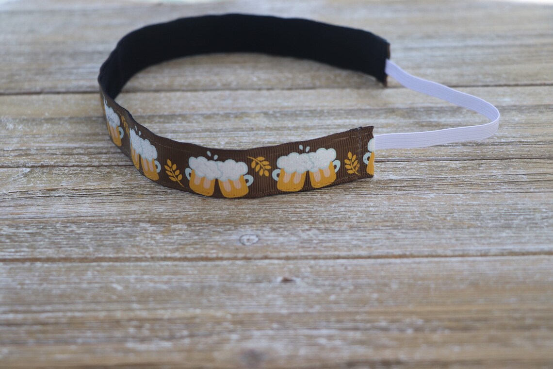 Brown Beer Headband- No Slip Headbands- Adjustable Headband- Sports ...