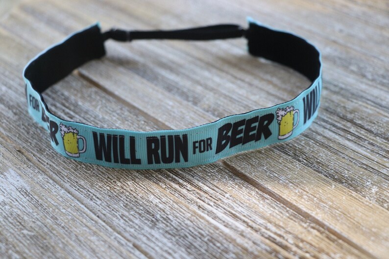 Will Run for Beer Headband, Women's Running Headband, Sports Headband ...